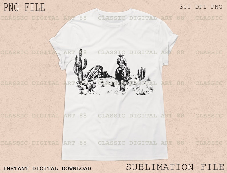 Western Cowboys PNG, Western Desert Dust Cactus, Western Sublimation ...