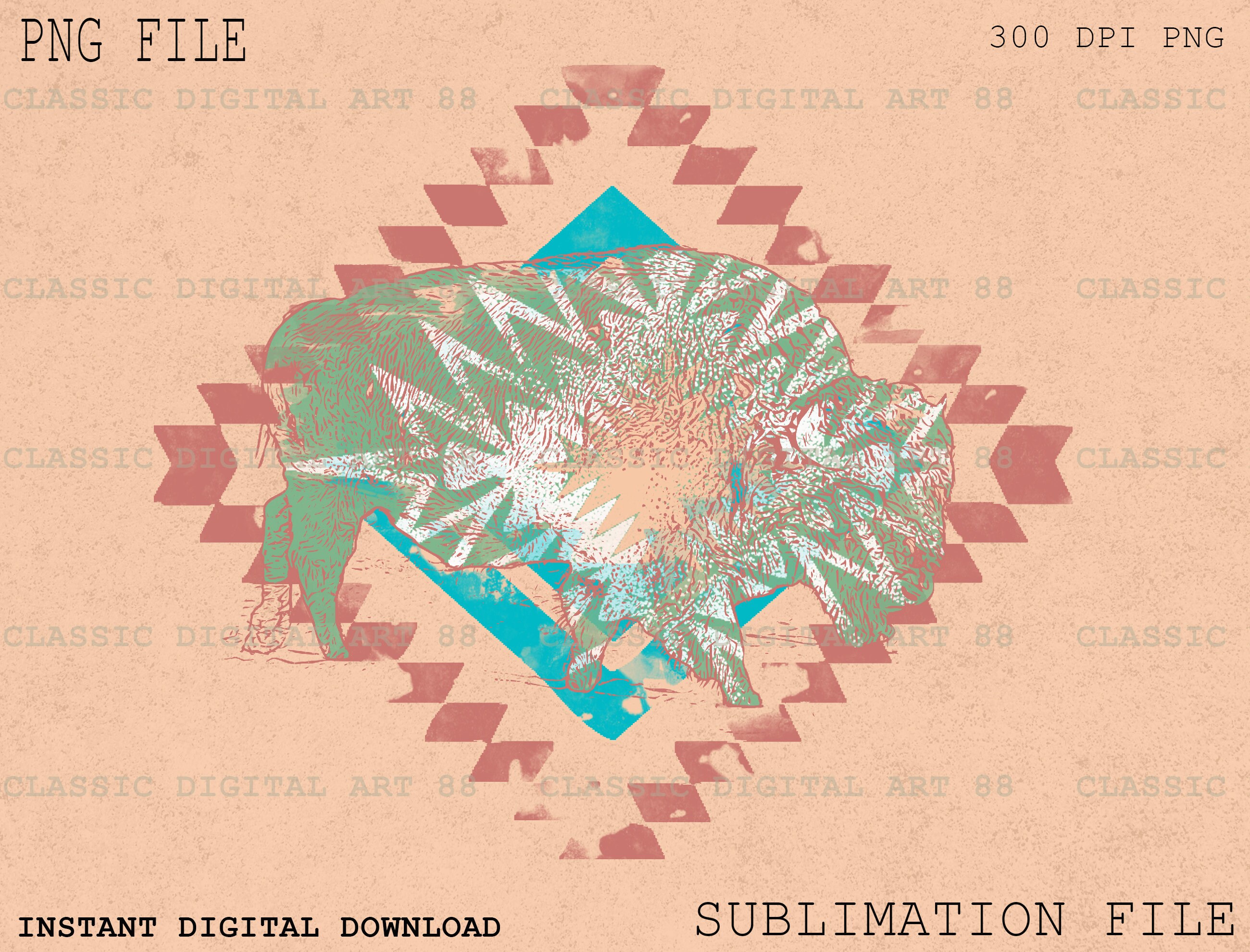 Bison PNG, Aztec PNG, Buffalo Png, Vintage Rodeo, Western Sublimation ...