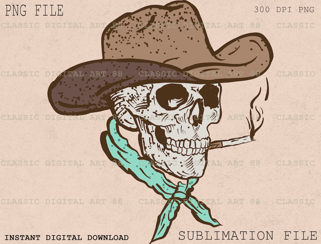 Western Skull PNG, Cowboy Skull PNG, Cowboy Skeleton, Skull Design PNG ...
