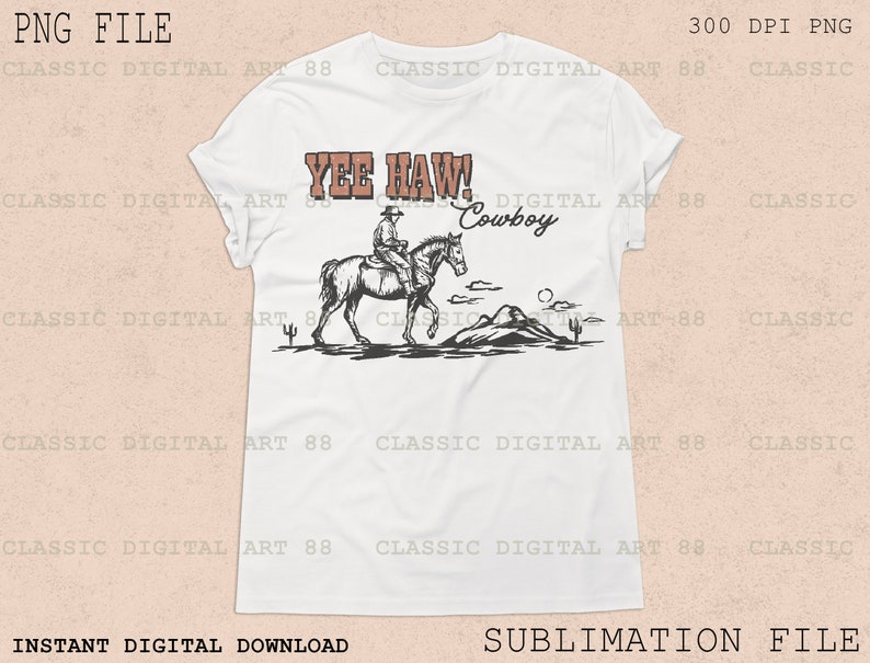 Western Graphics PNG, Yee Haw Cowboy Cute, Desert Scene, Mountain Scene ...