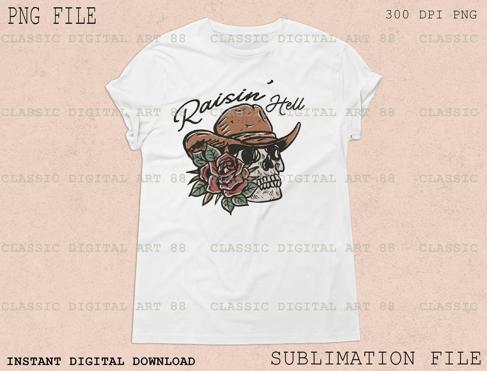 Retro Raise Hell Cowboy Skull Png, Cowboy Skull Sketch Png, Western Png ...