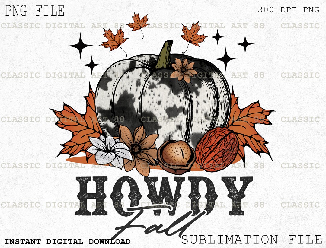 Howdy Fall Png, Retro Fall Png, Western Fall Png, Png Design, Western ...