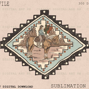 Aztec Cowboy PNG, Cowboy Desert, Western Desert Scene, Cactus Desert ...