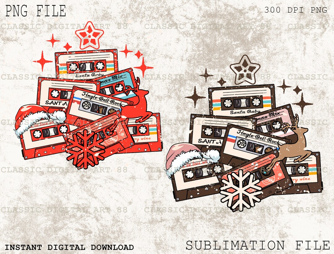 Christmas Cassette PNG, Retro Sublimation Download, Christmas Music ...