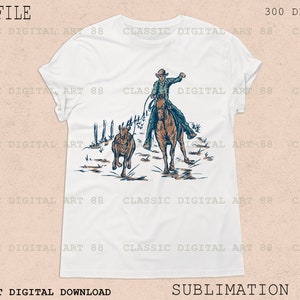 Western Cowboy Rodeo PNG, Retro Cowboy, Western Sublimation, Western ...