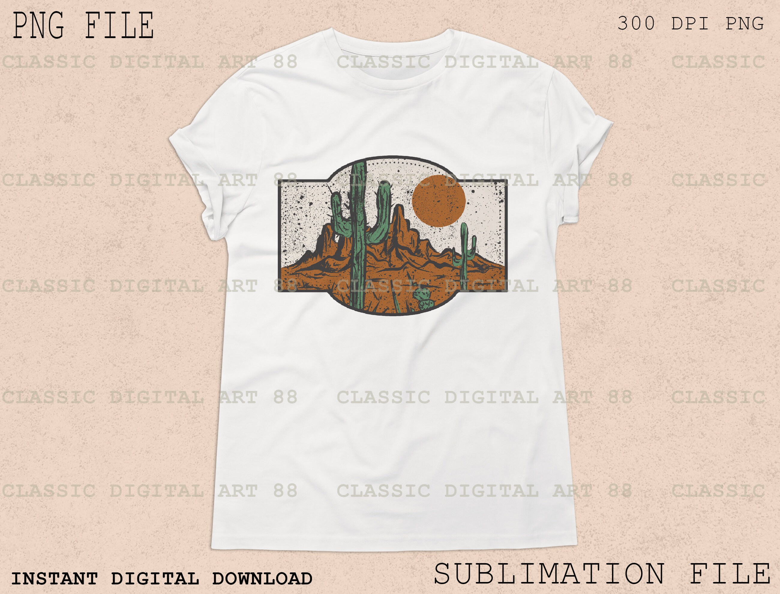 Western Desert Sunset Cactus PNG, Western Transparent Design, Western ...