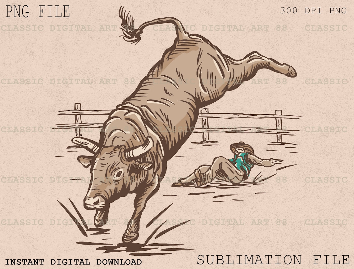 Western PNG, Bucking Bull Png, Western Sublimation, Cowboy Rodeo Png ...
