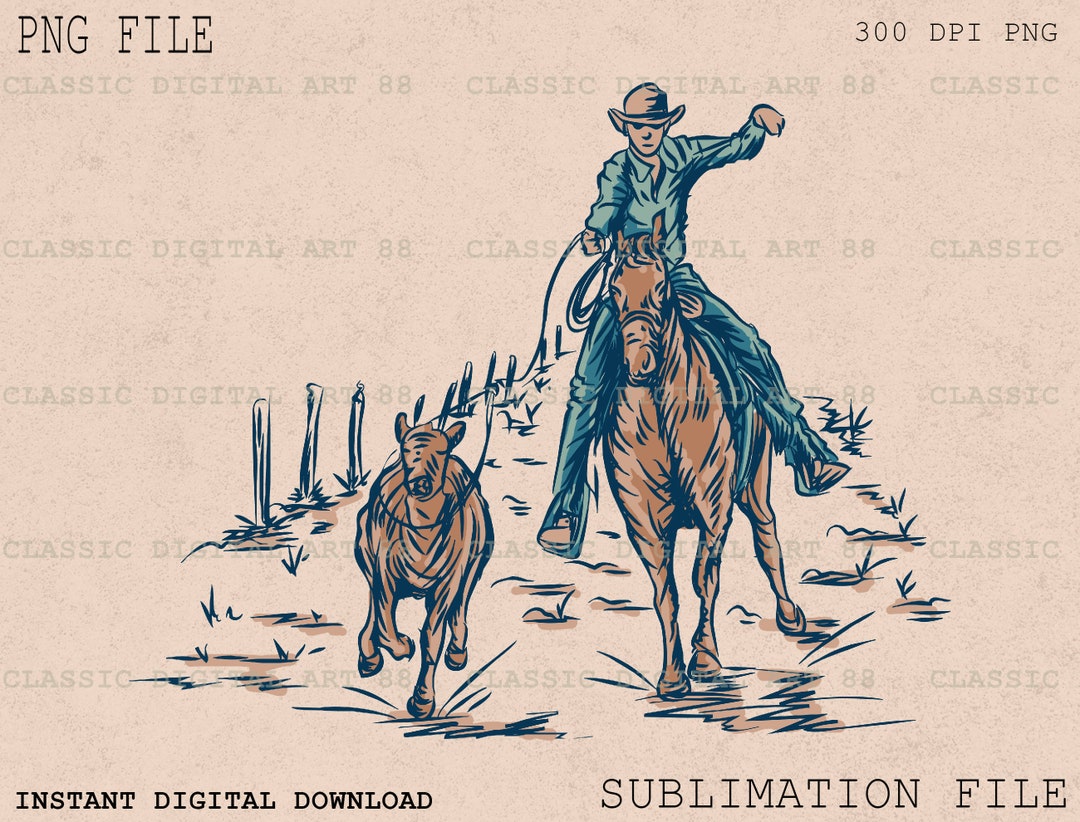 Western Cowboy Rodeo PNG, Retro Cowboy, Western Sublimation, Western ...