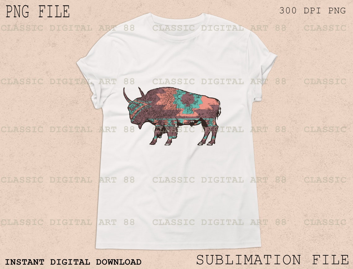 Buffalo PNG, Aztec Png, Bison Png, Western Sublimation Design, Vintage ...