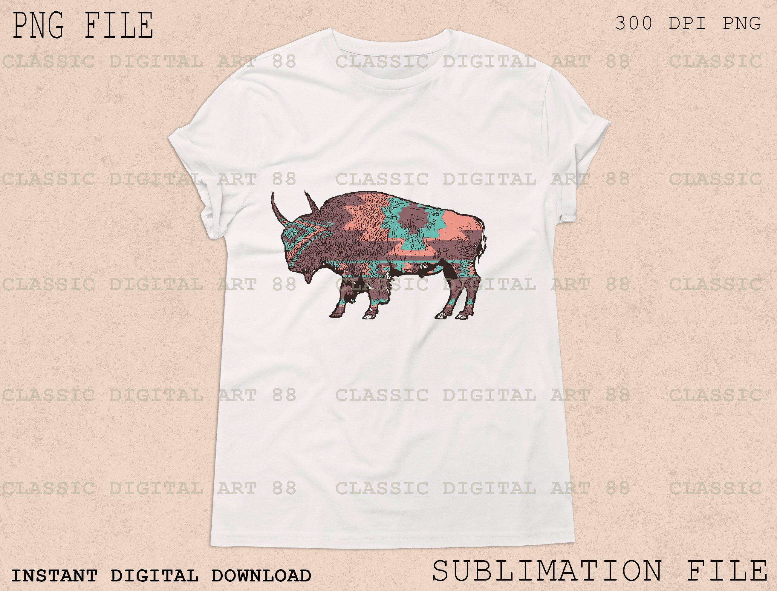 Buffalo PNG, Aztec Png, Bison Png, Western Sublimation Design, Vintage ...
