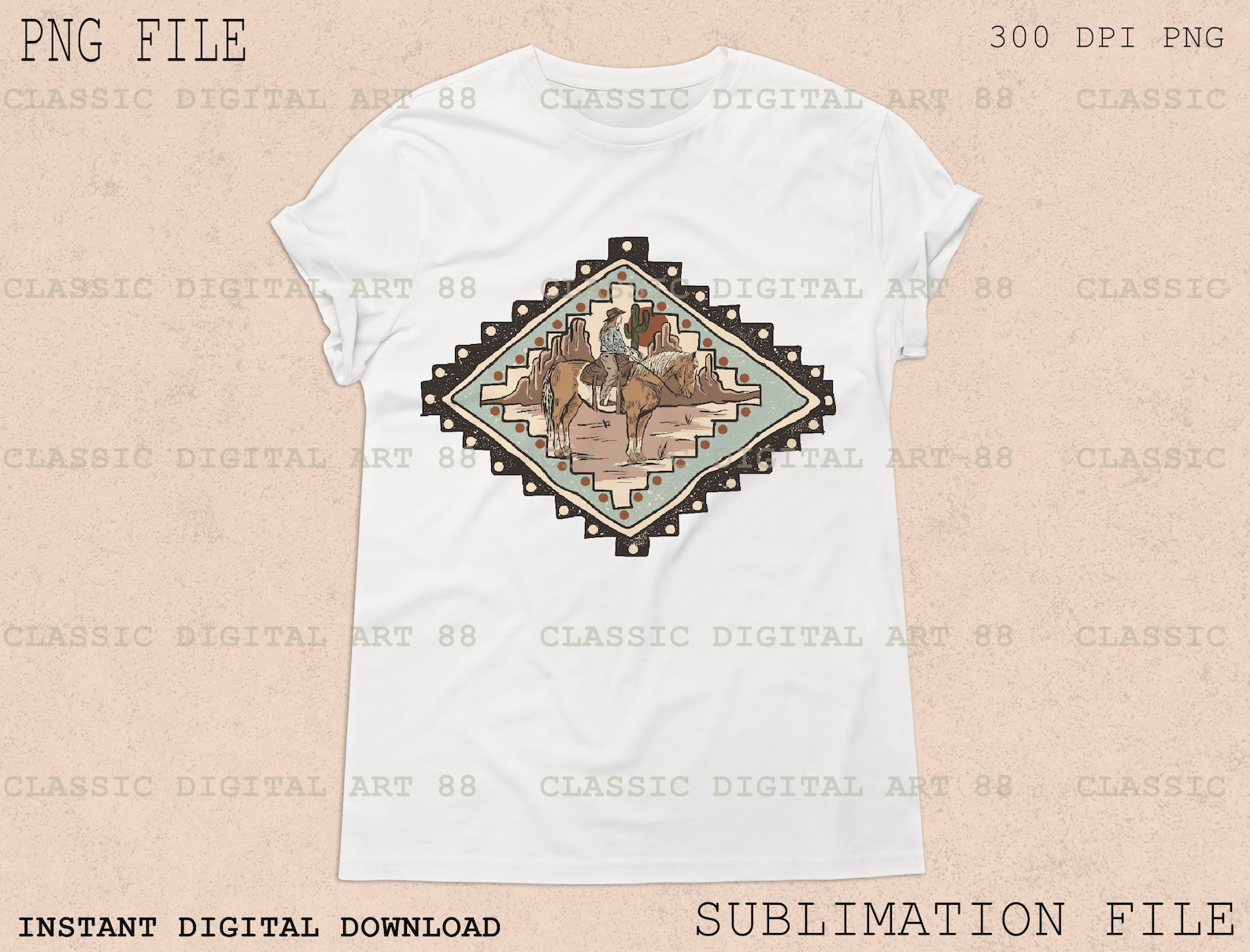 Aztec Cowboy PNG, Cowboy Desert, Western Desert Scene, Cactus Desert ...