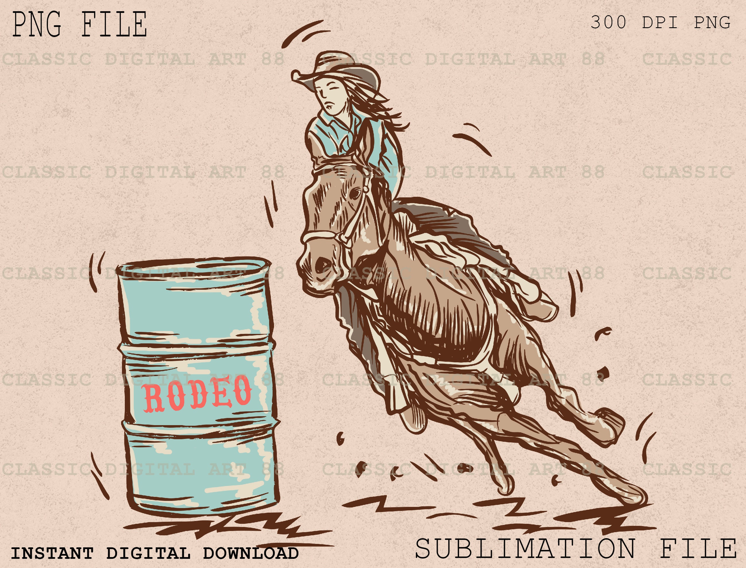 Western Design, Cowgirl Barrel Racer PNG, Western Cowboy Png, Rodeo Png ...