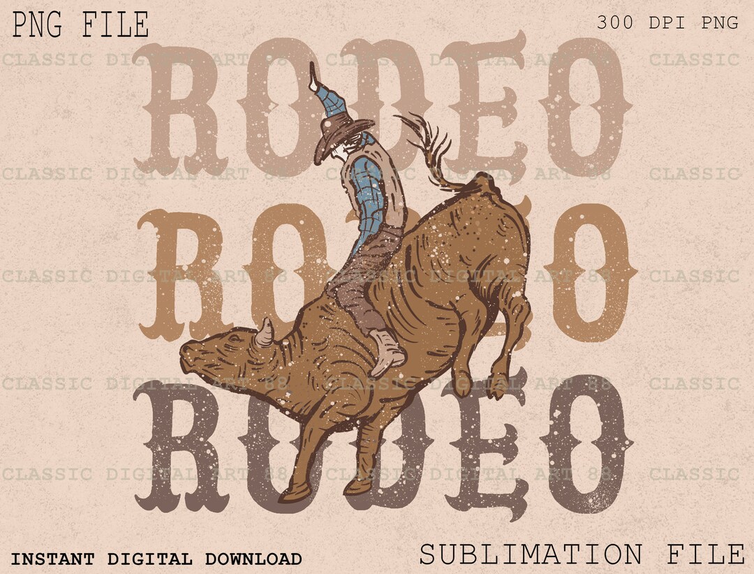 Retro Rodeo PNG, Western Design, Rodeo Bull, Cowboy Bull, Country ...