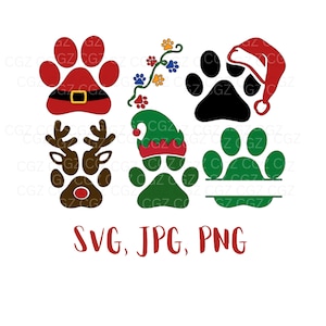 Santa Paws Svg/christmas Dog Svg/santa Paw Print Svg/digital/cut File ...