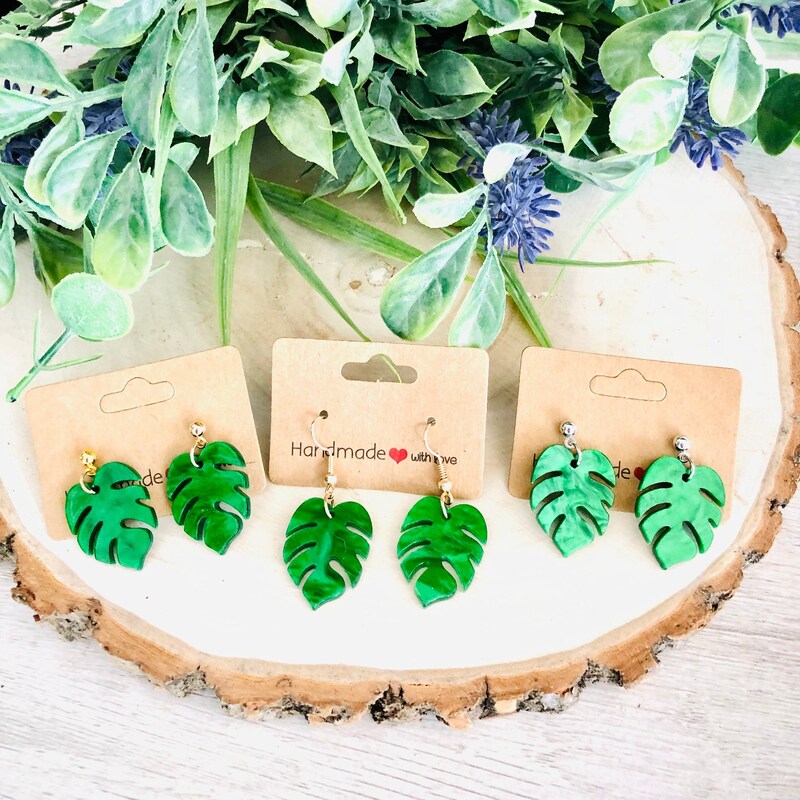 Monstera Earrings - Etsy