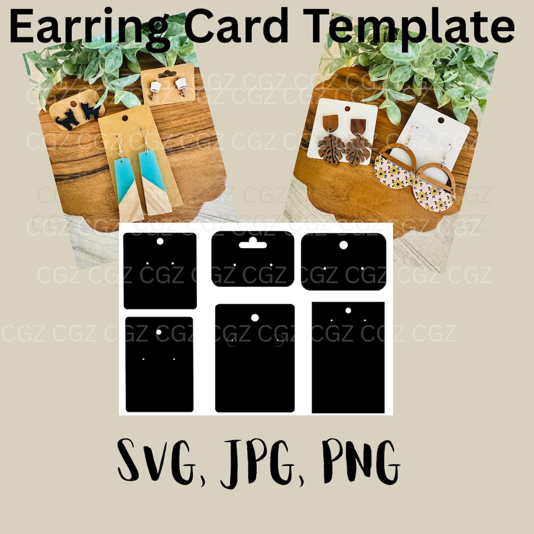 Earring Card SVG Template: Jewelry Display Holder (digital Download ...