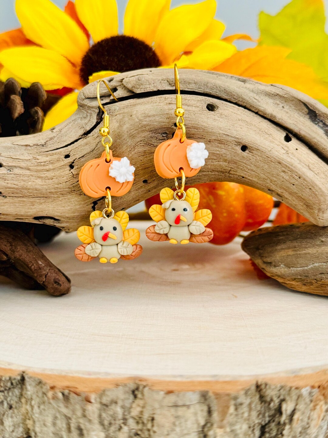 Thanksgiving Earring, Turkey Earring, Pumpkin Turkey Polymer Clay ...