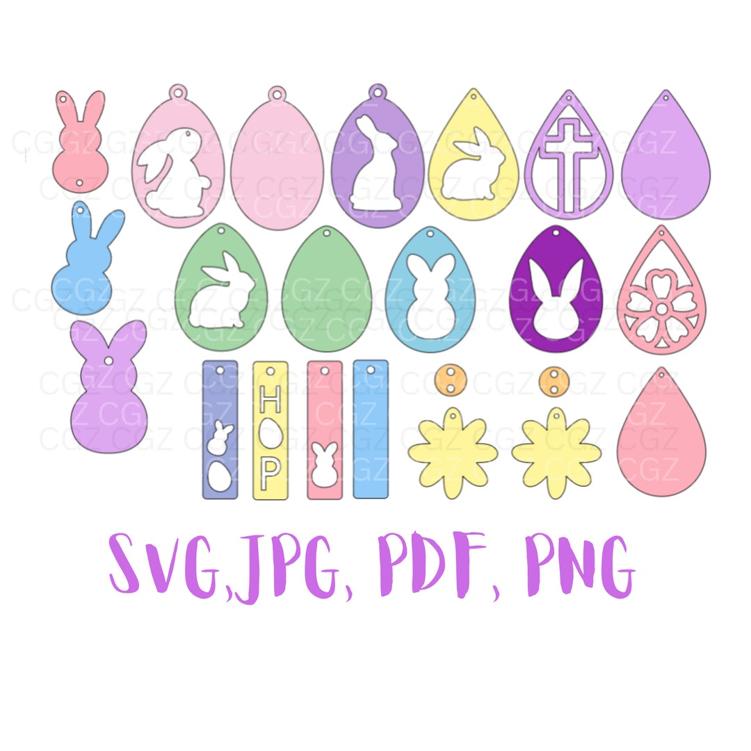 Easter Earrings SVG, Bunny SVG, Earrings Templates Svg, Faux Leather ...