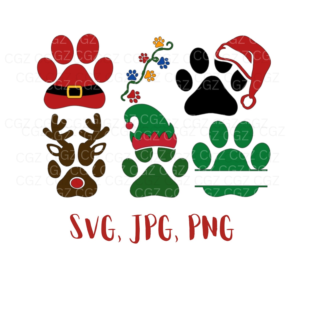 Santa Paws Svg/christmas Dog Svg/santa Paw Print Svg/digital/cut File ...
