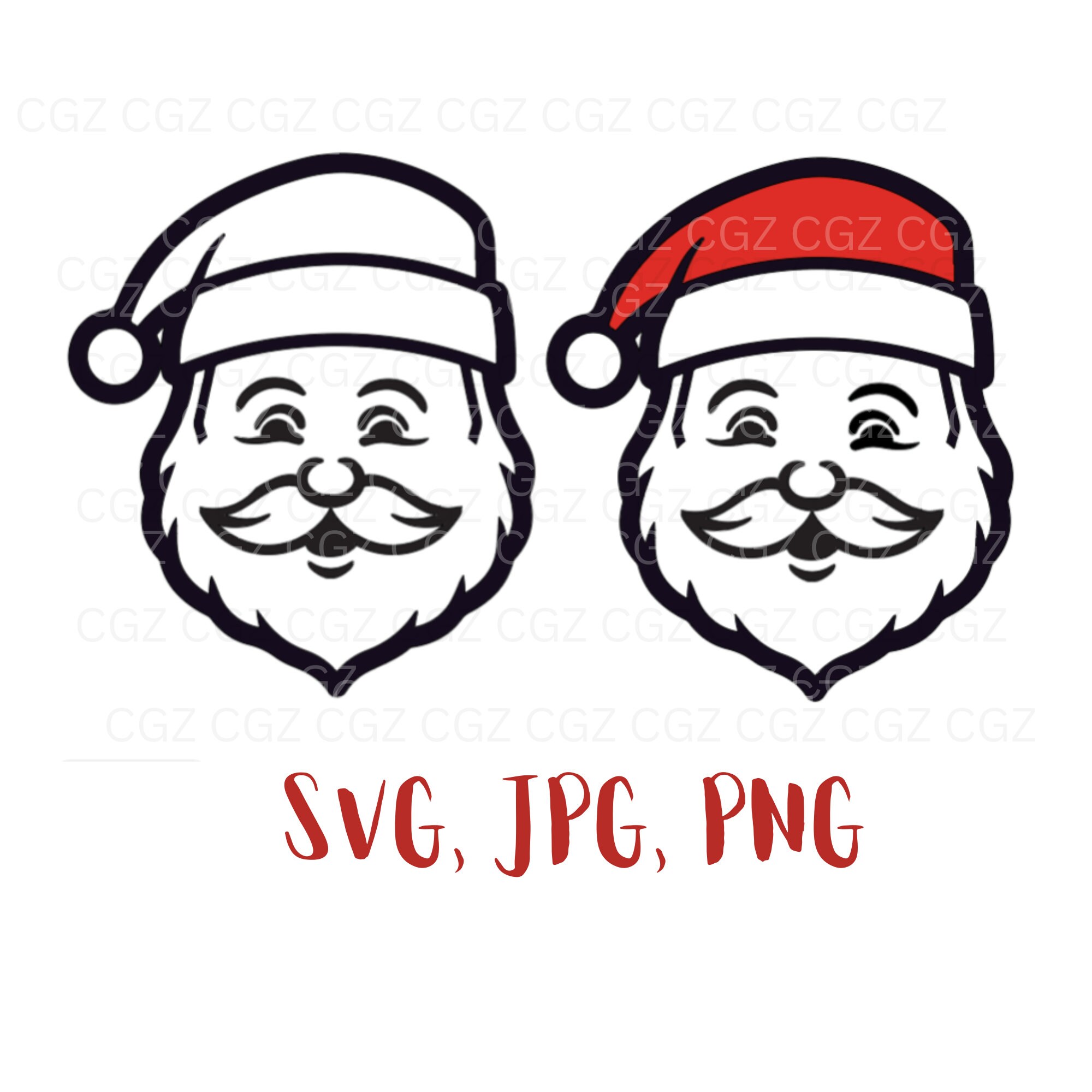 Santa Svg/santa Face Svg/christmas Svg/santa Cut File/santa Face Clip ...