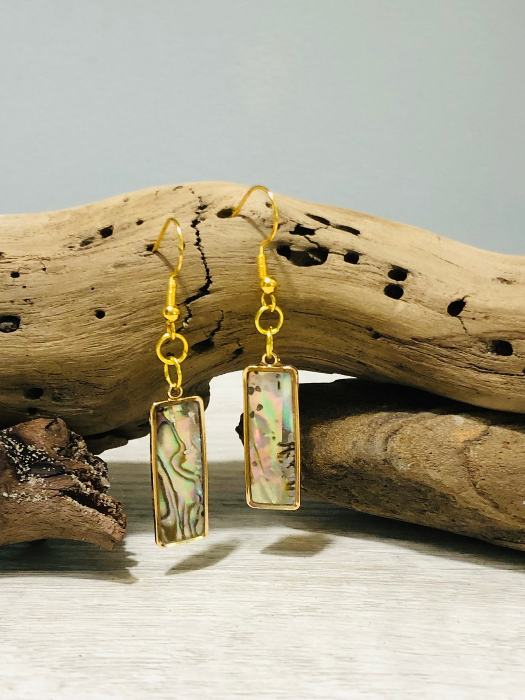 Summer Earrings/natural Abalone Paua Shell Earrings/rectangle Earrings ...