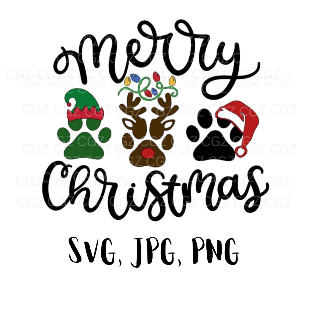 Merry Christmas Paws Svg,/christmas Pet Svg/silhouette/paw Print ...