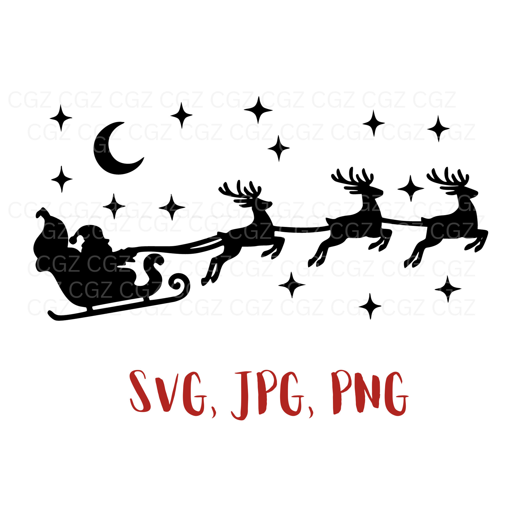 Santa's Sleigh Svg/christmas Svg/santa's Sleigh Reindeers Svg/reindeer ...