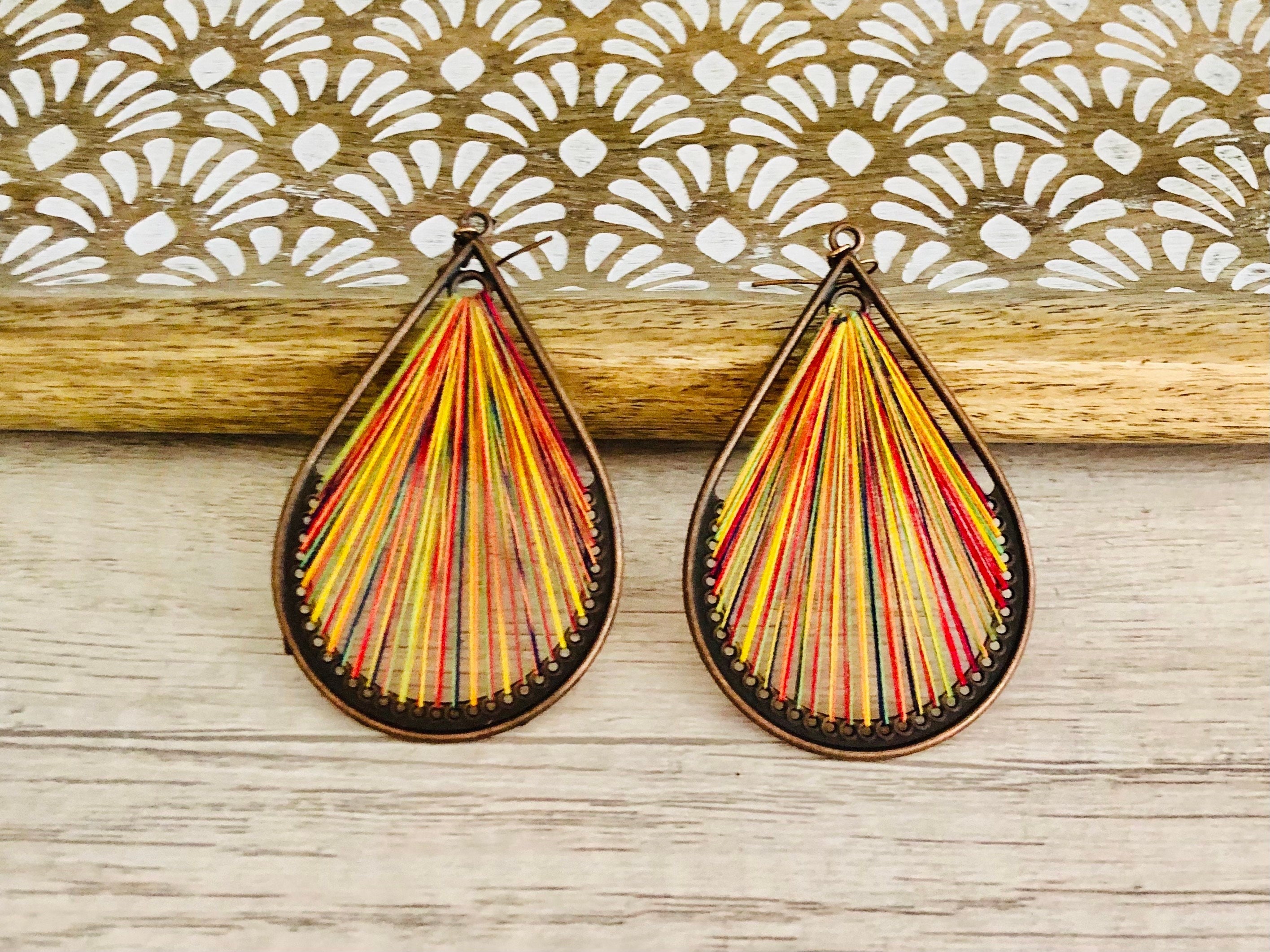 Large Boho Earring/boho Teardrop Earring/unique Bohemian Earring/woven ...