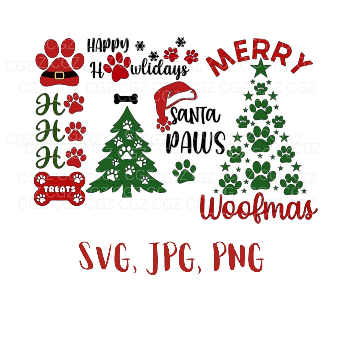 Santa Paws Svg/christmas Dog Svg/digital/clipart/dog Bandana Svg/cut ...