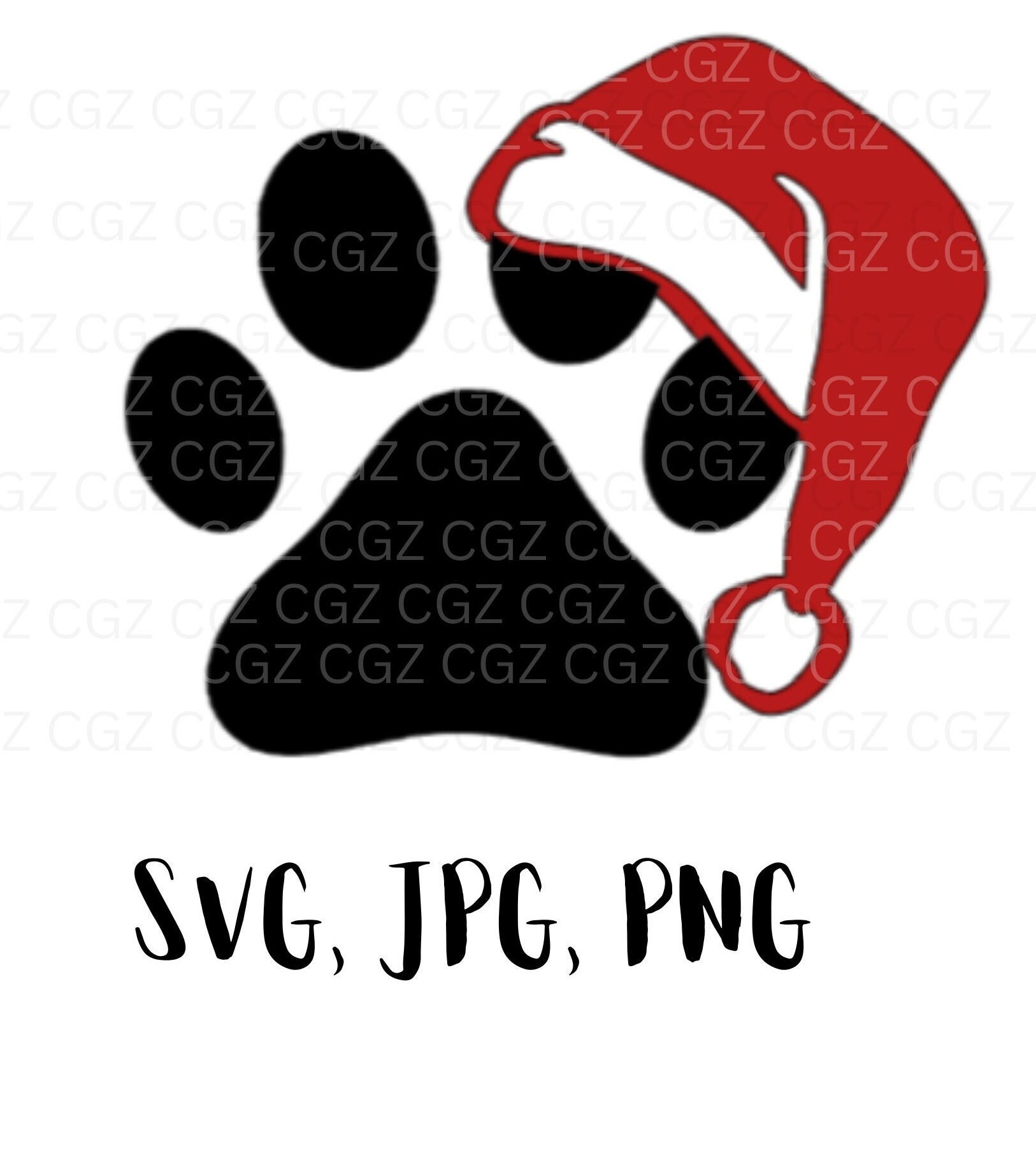 Santa Paw Print Svg/paw Print Christmas Svg/paw Print Svg/paw Print ...
