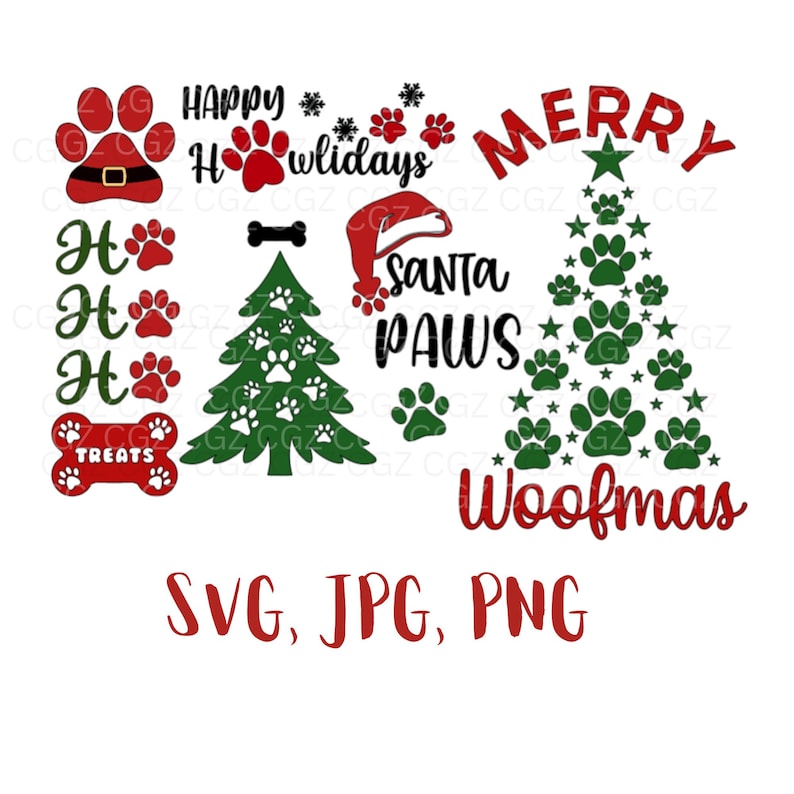 Santa Paws Svg/christmas Dog Svg/digital/clipart/dog Bandana Svg/cut ...