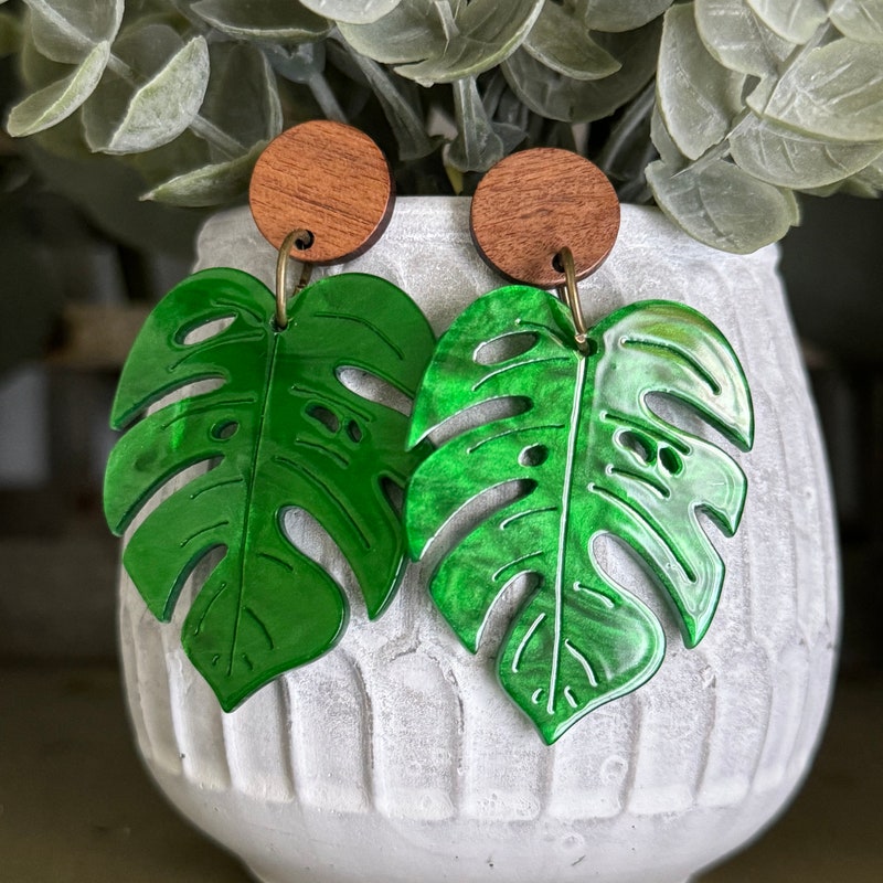 Monstera Earrings - Etsy