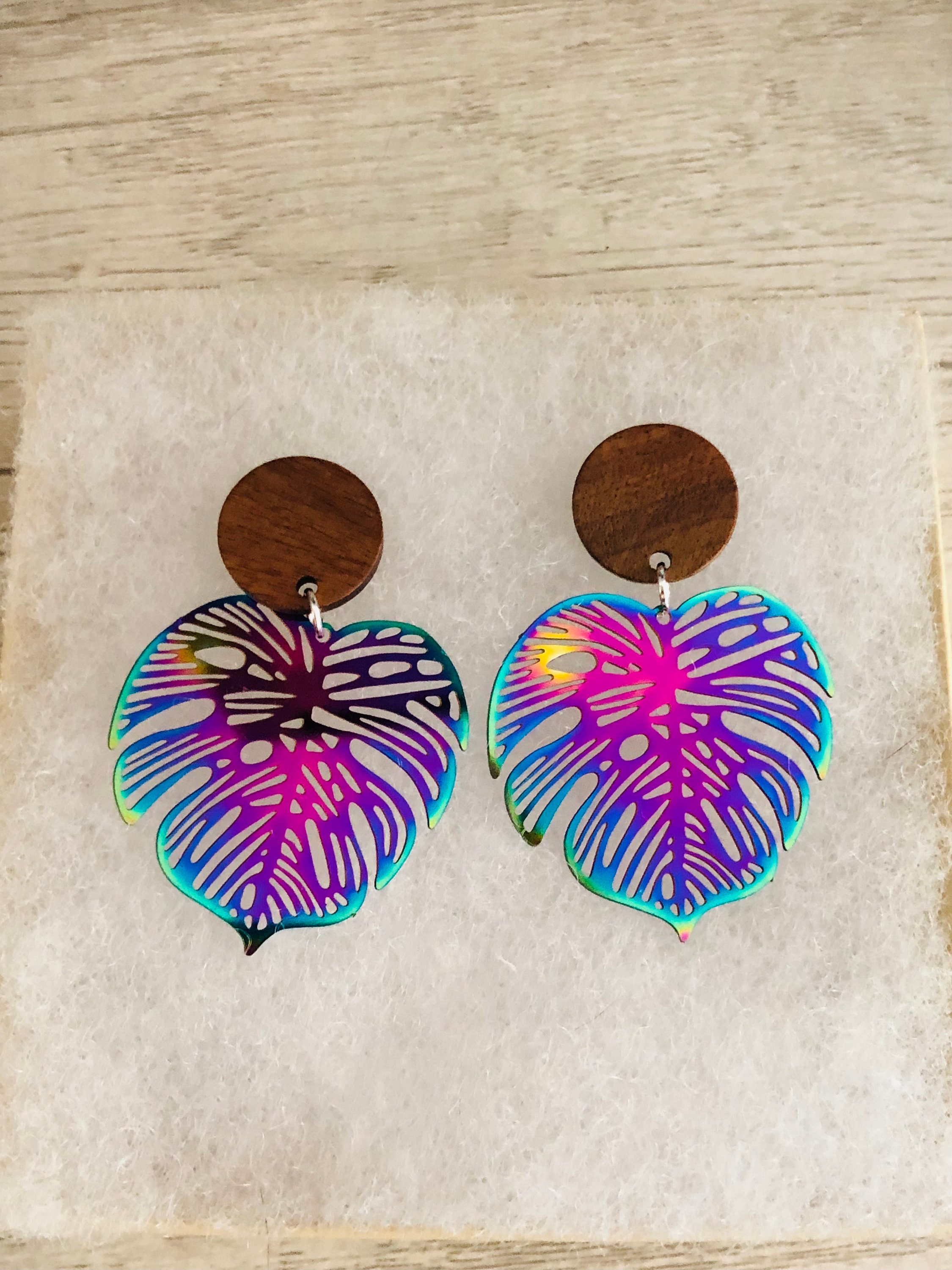 Monstera Leaf Earrings/summer Earrings/tropical Leaf - Etsy