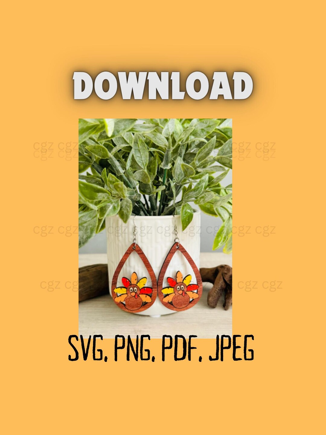 Turkey Earring SVG, Festive Thanksgiving Dangle Earrings SVG, Glowforge ...