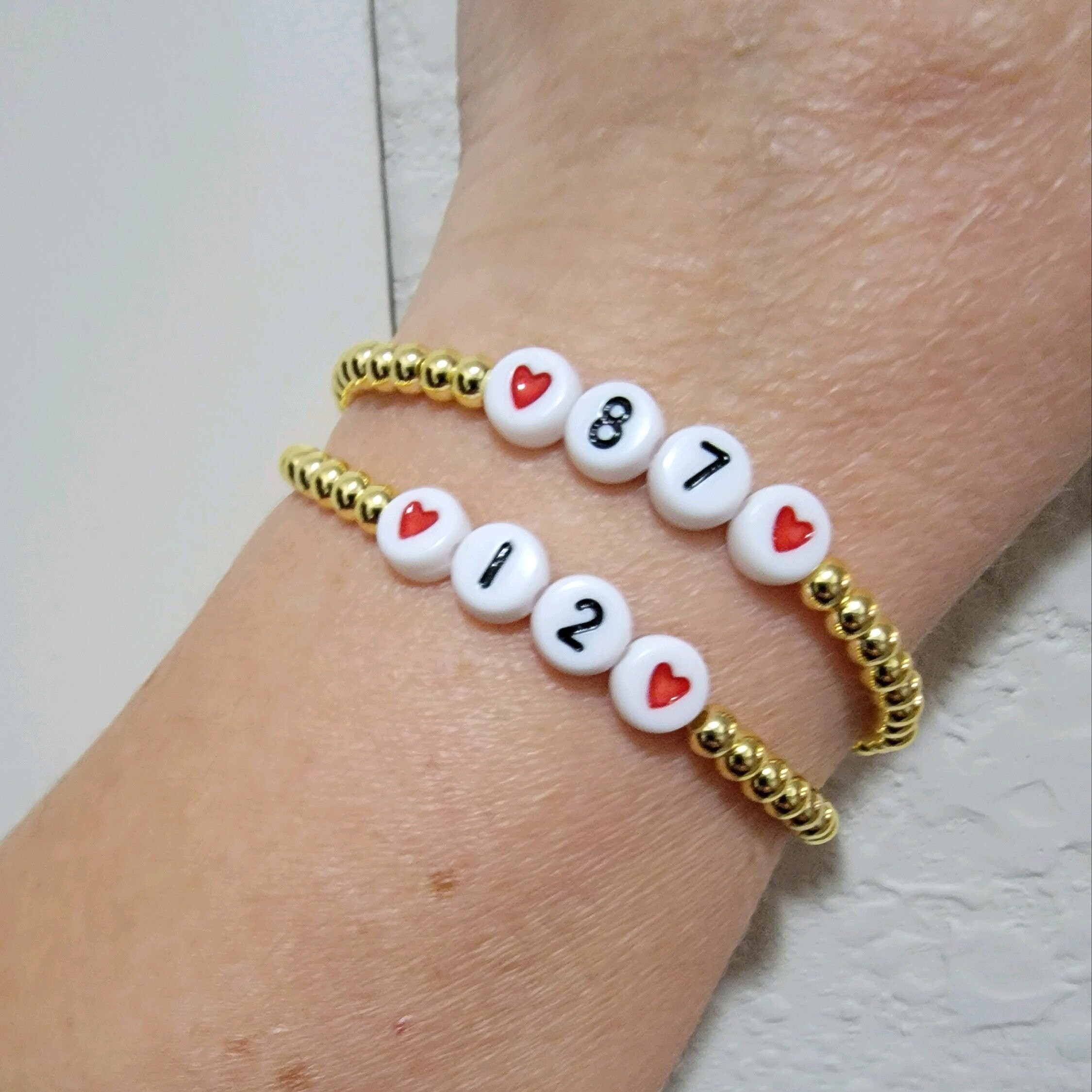 Personalized Number Bracelet 18k Gold Filled, Customized Sports Team ...