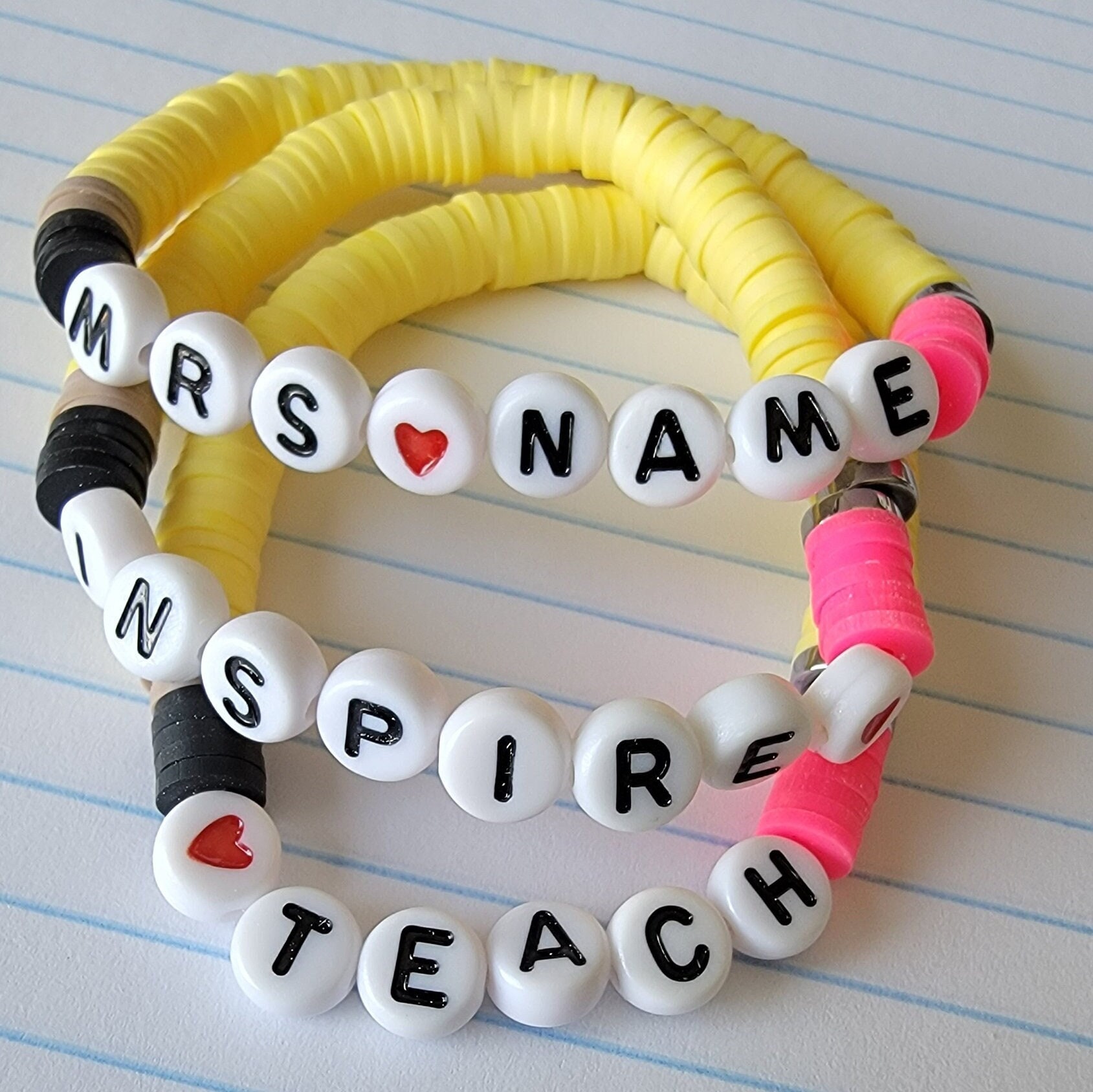 PERSONALIZED TEACHER BRACELET, Teacher Gift, Teacher Jewelry, Stacked Bracelets, Teacher ...