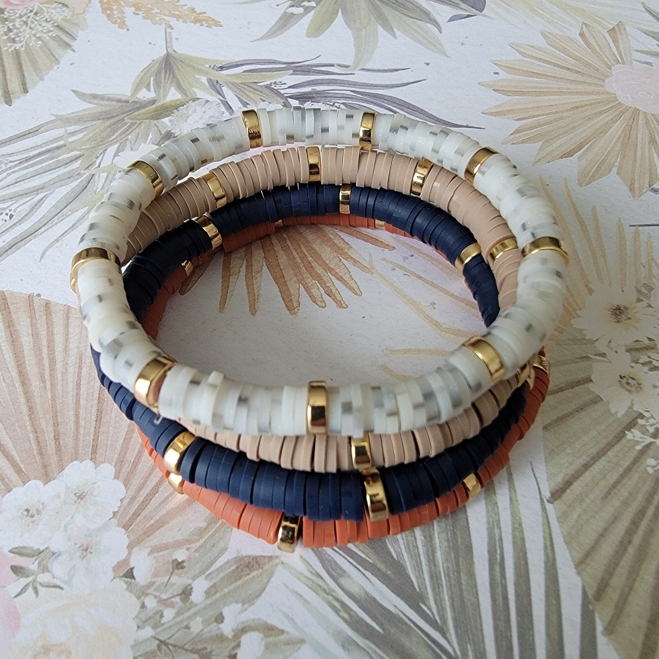 Neutral Beaded Individual Bracelets, Stackable Bracelets, Beaded ...