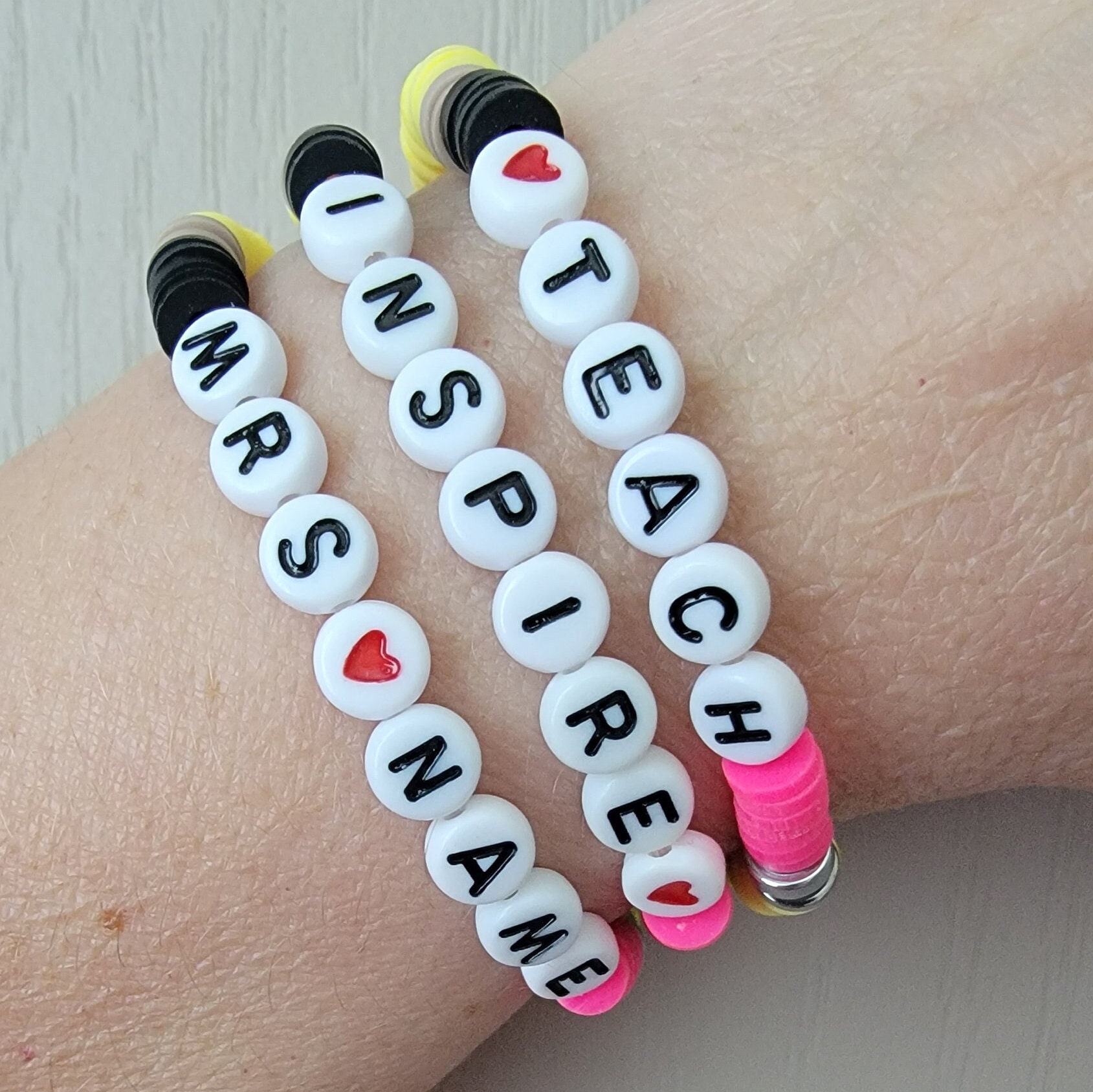 PERSONALIZED TEACHER BRACELET, Teacher Gift, Teacher Jewelry, Stacked Bracelets, Teacher ...