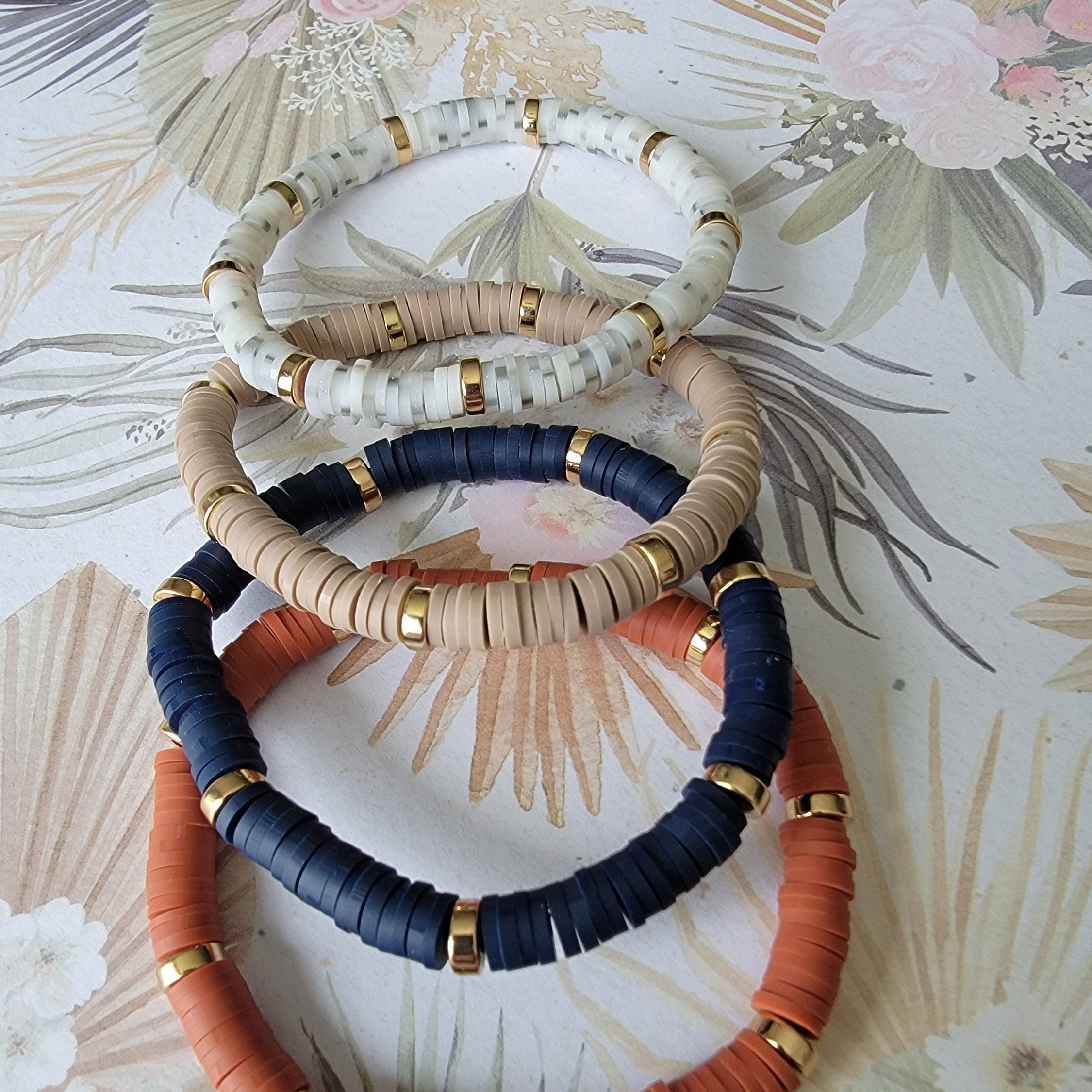 Neutral Beaded Individual Bracelets, Stackable Bracelets, Beaded ...