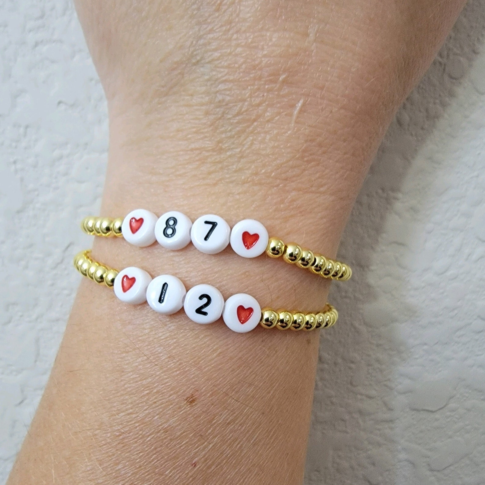 Personalized Number Bracelet 18k Gold Filled, Customized Sports Team ...