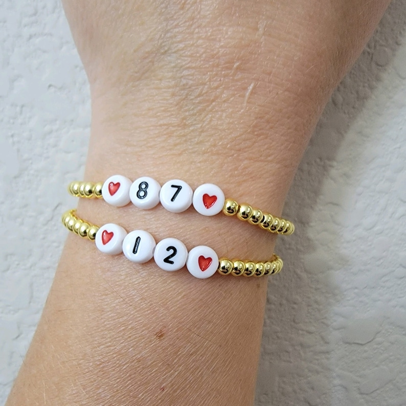 Personalized Number Bracelet 18k Gold Filled, Customized Sports Team ...