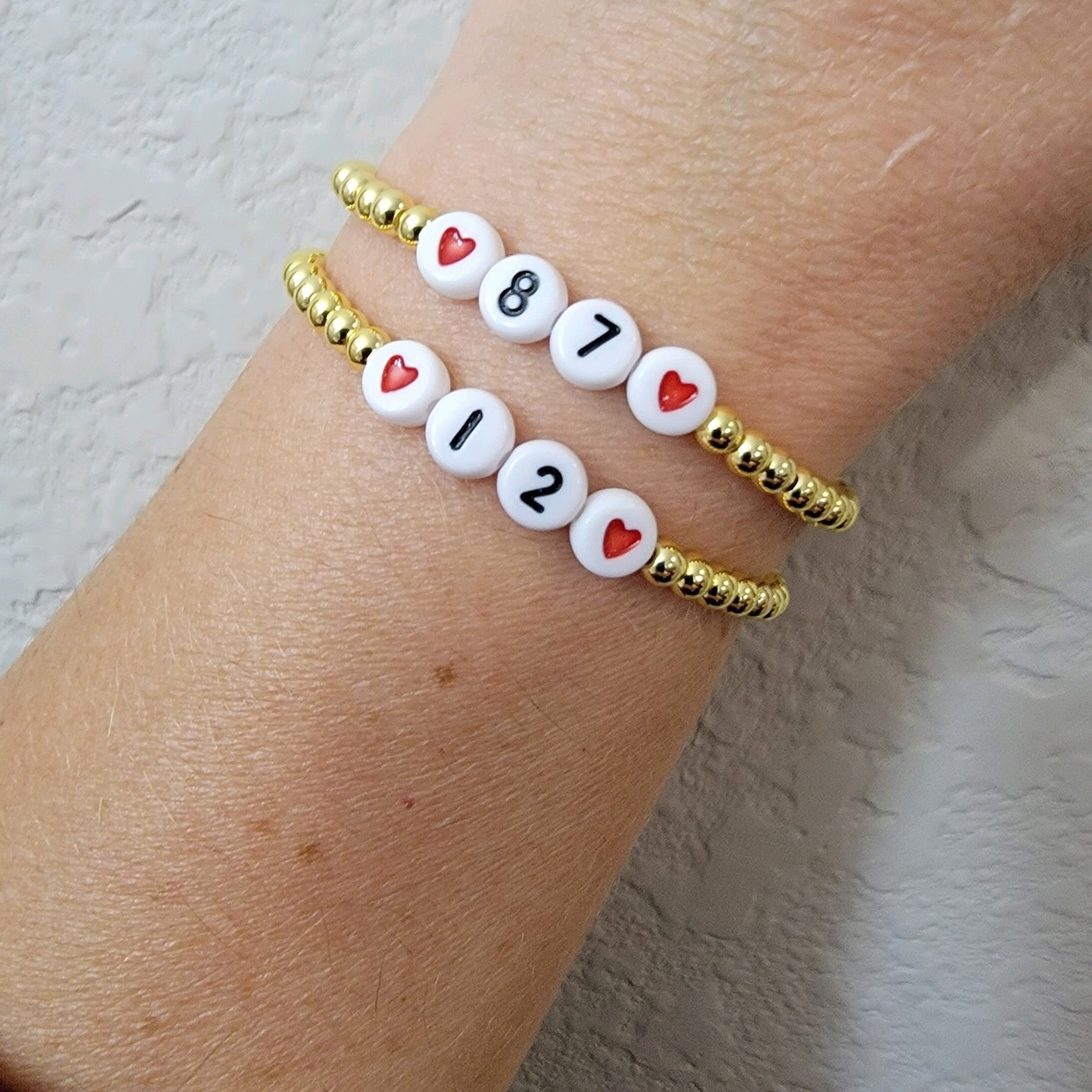 Personalized Number Bracelet 18k Gold Filled, Customized Sports Team ...