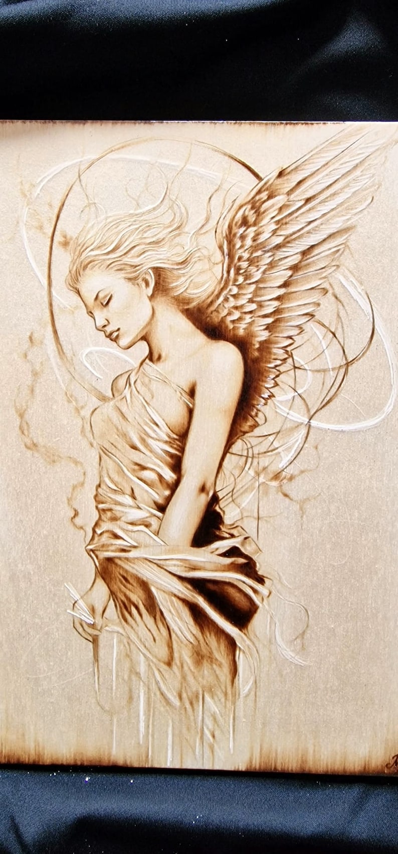 Pyrography Woodburning Handmade Amazing Handmade Pyrography Angel - Etsy