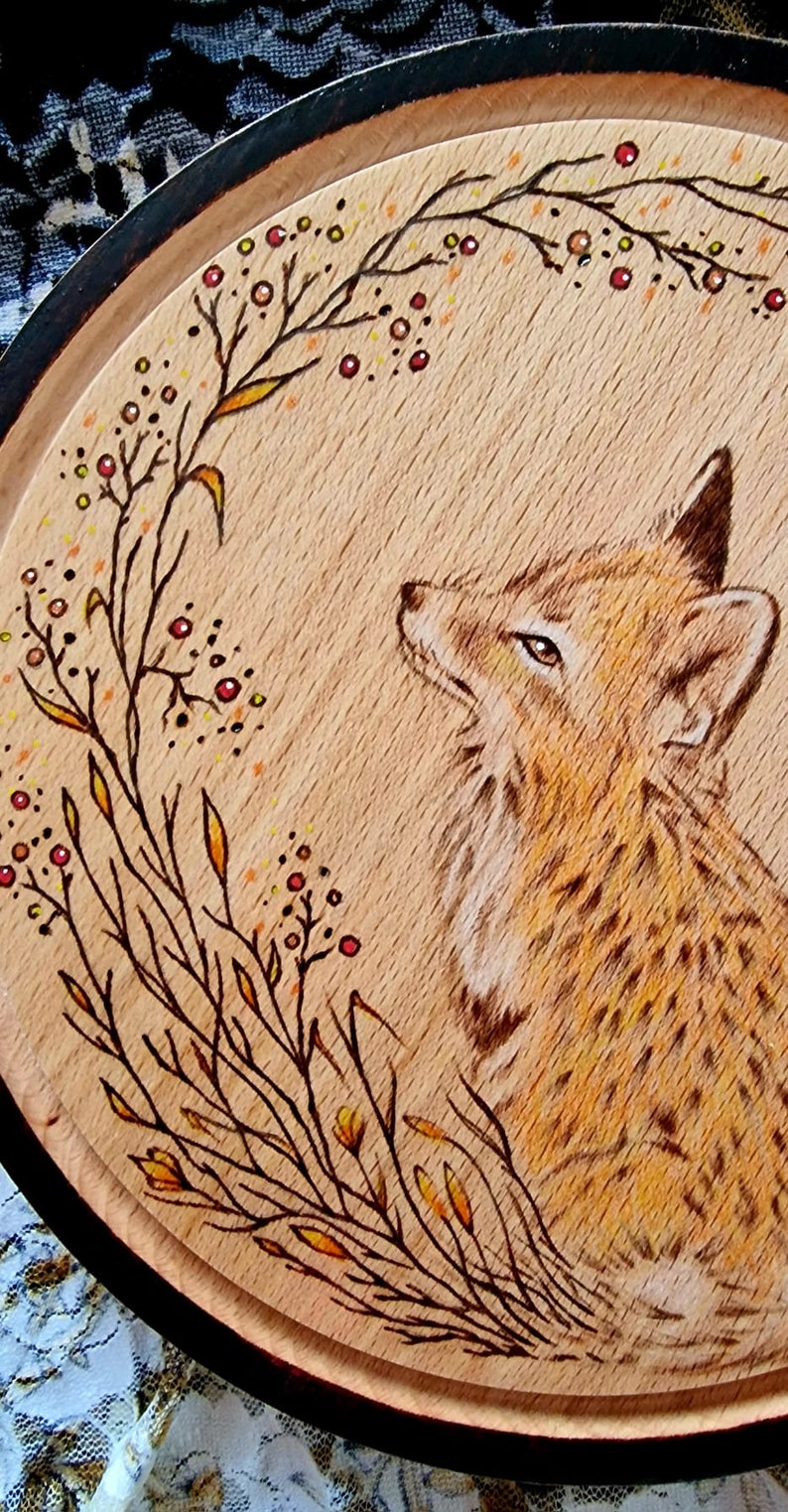 Pyrography Woodburning Handmade Cute Autumn Fox Door - Etsy