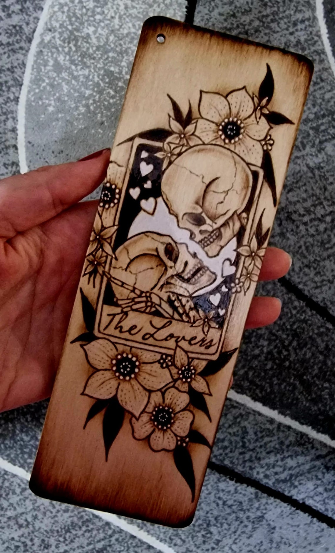 Pyrography Woodburning Handmade Bookmark With the Lovers Tarot Symbol ...