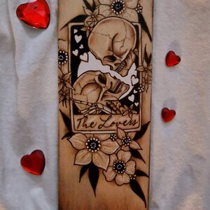 Pyrography Woodburning Handmade Bookmark With the Lovers Tarot Symbol ...