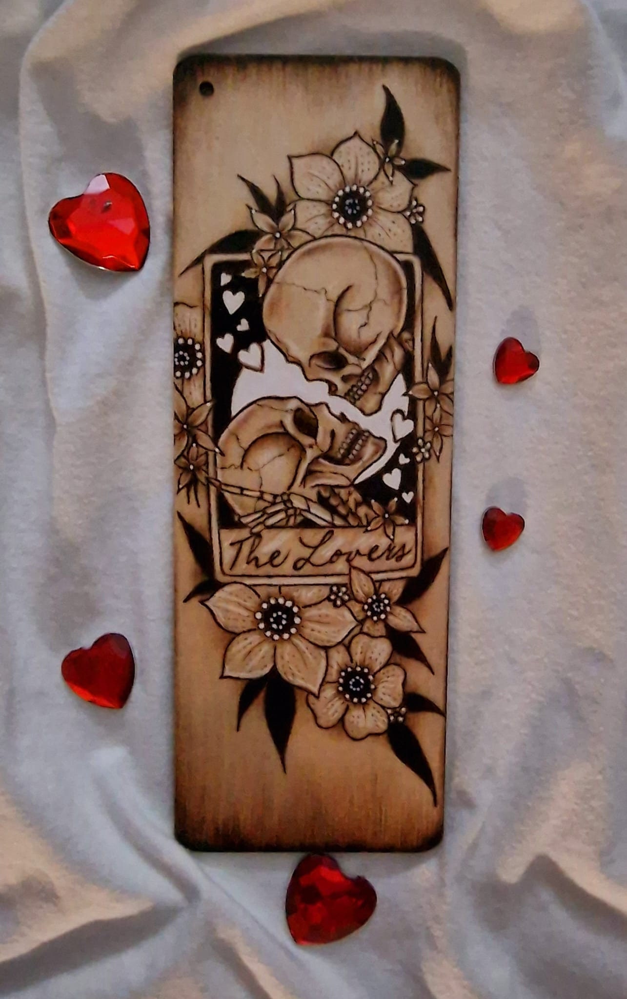Pyrography Woodburning Handmade Bookmark With the Lovers Tarot Symbol ...