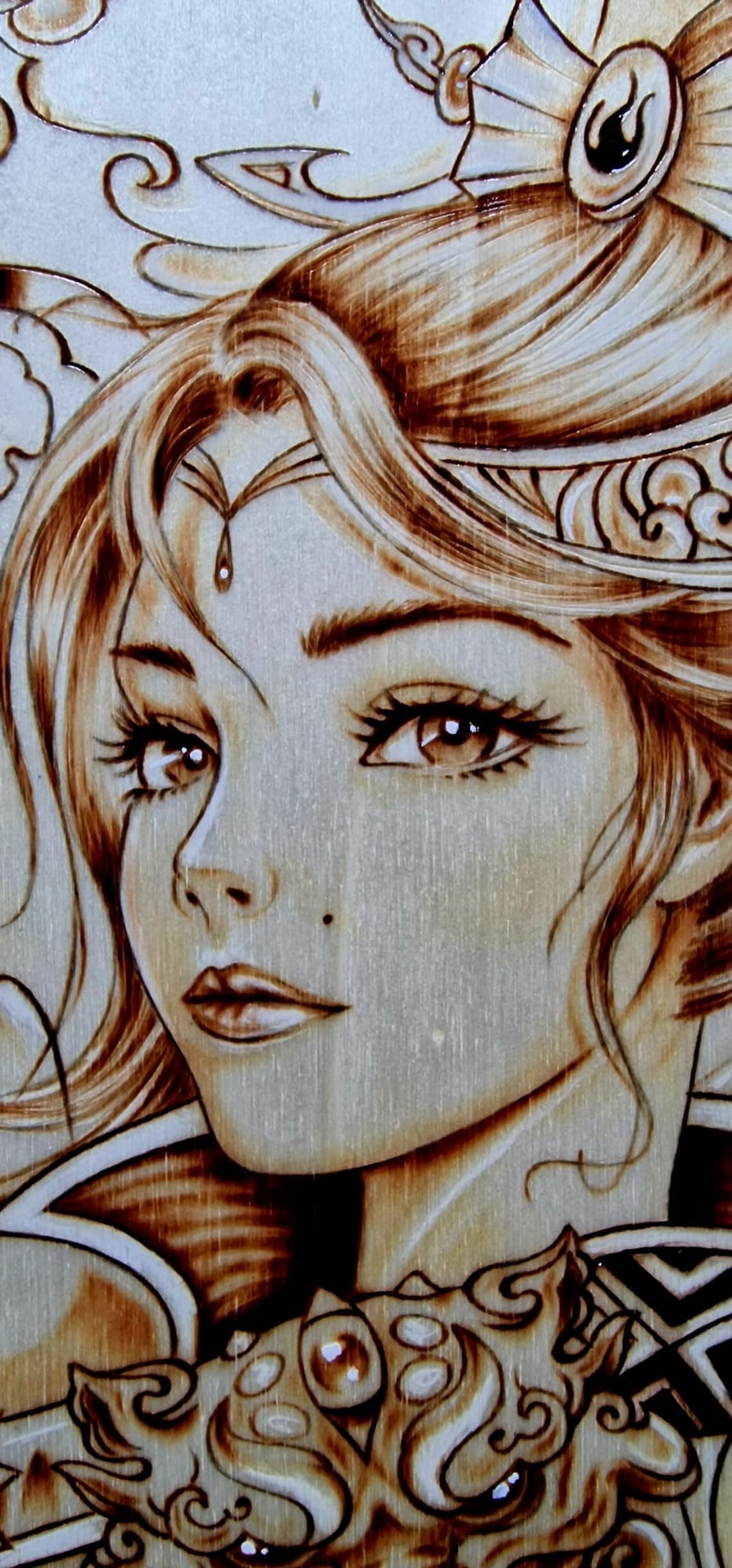 Pyrography Woodburning Handmade Beautiful Female Samurai Tattoo Style ...