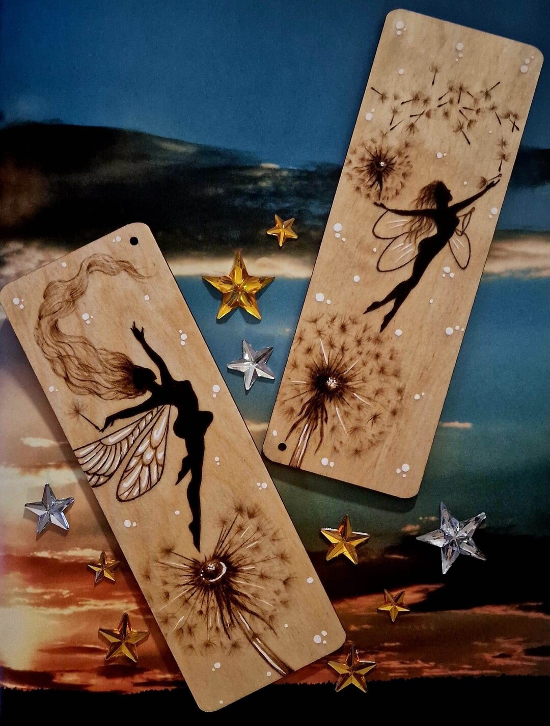 Pyrography Woodburning Handmade Pair of Bookmarks With a Wonderful and ...