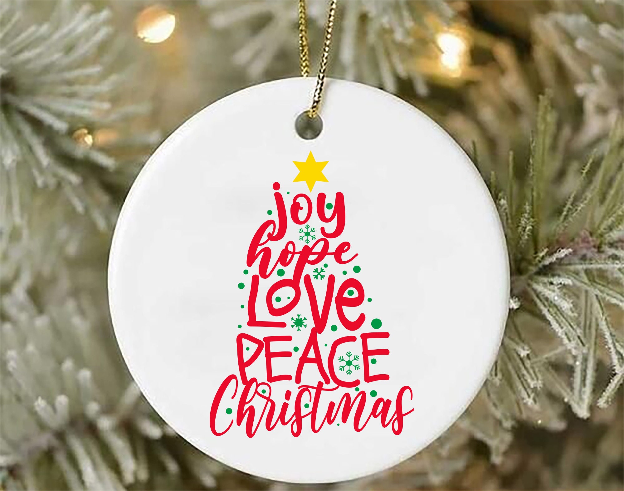 Christmas Tree - Joy - Hope - Love - Peace - Christmas Tree Shirt ...
